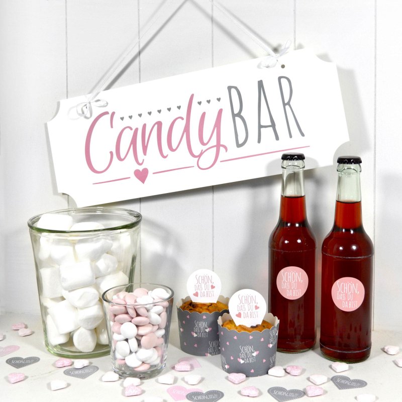 SCHILD CANDY BAR aus stabiler Pappe, 40 x 15 cm / Wegweiser, Hochzeit ...
