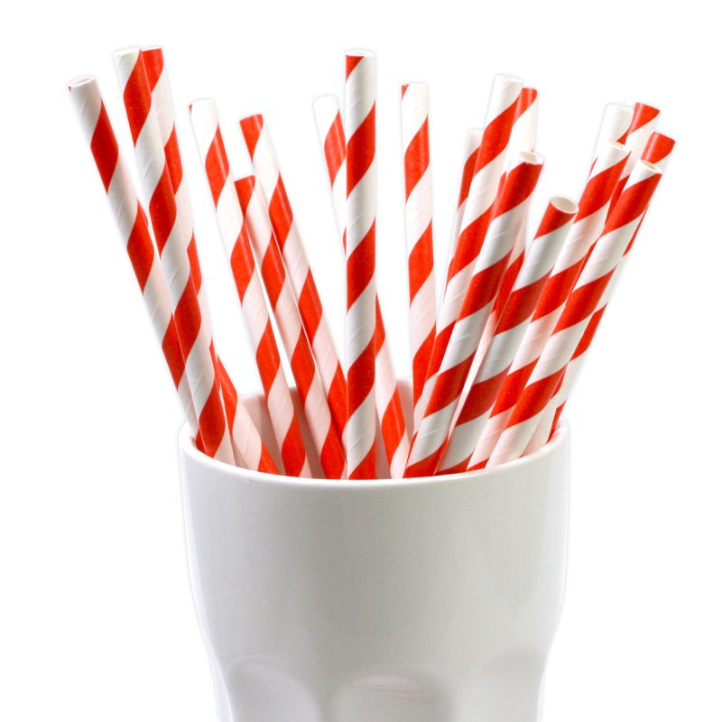 Frau WUNDERVoll® PAPIERSTROHHALME ROT, STREIFEN / Strohhalm, Trinkhal ...