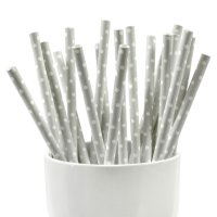 Frau WUNDERVoll® PAPIERSTROHHALME GRAU, PUNKTE / Strohhalm, Trinkhalm ...