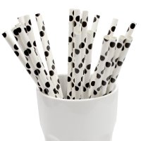 Frau WUNDERVoll® PAPIERSTROHHALME, SCHWARZE PUNKTE / Strohhalm, Trink ...