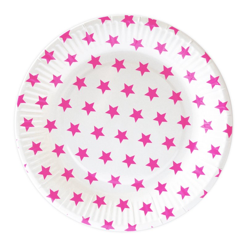 Frau WUNDERVoll® PAPPTELLER, PINKE STERNE, 23 cm / Einwegteller, Papi ...